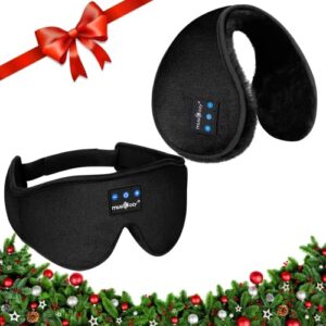 musicozy sleep headphones bluetooth headband sleeping headphones sleep mask, wireless bluetooth ear muffs for side sleepers men women travel cool tech gadgets unique gifts boys girls, pack of 2