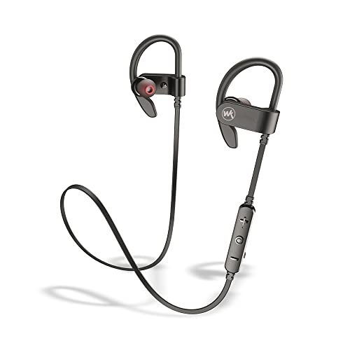 Wir Konnen Ear-Hook Bluetooth Headphones, Wireless, IPX7, Waterproof, with Mic, Stereo, HD, Sweatproof, Gym, Running and Sport, Workout, 9-Hour Battery, Noise Canceling