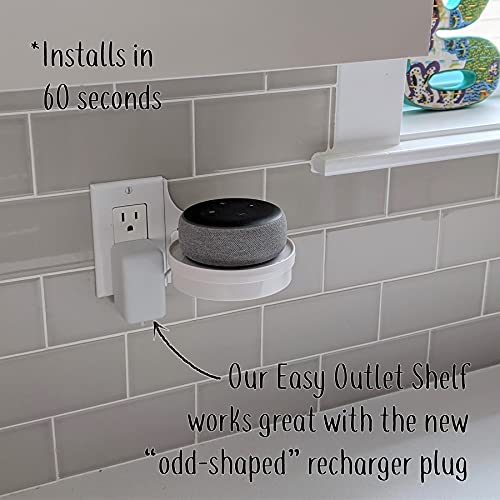 Dot Genie [Square Plug ONLY 2018-2021: Dot 3rd Gen Wall Mount | The Original Outlet Hanger | No Muffled Sound | Exposed Speaker Grill, Mics, and Lights (Black, 1-Pack)