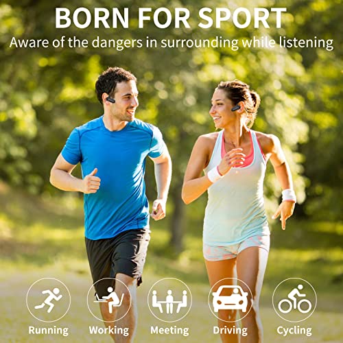 WESADN Bone Conduction Headphones Bluetooth Wireless Open Ear Headphones Build in Microphone Stereo Sport Workout Headset Earphones for Running Cycling Hiking Driving for iPhone Android F1 Black