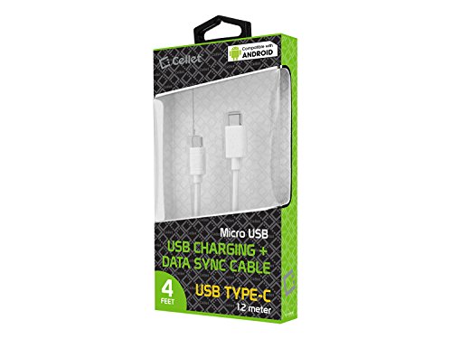 USB-C to Micro USB Charging Cord, Cable Compatible for Samsung Galaxy S8/S8 Plus, Google Pixel, Nexus 6P 5X, LG G6 G5 V20 HTC 10 3.3 feet Long by Cellet