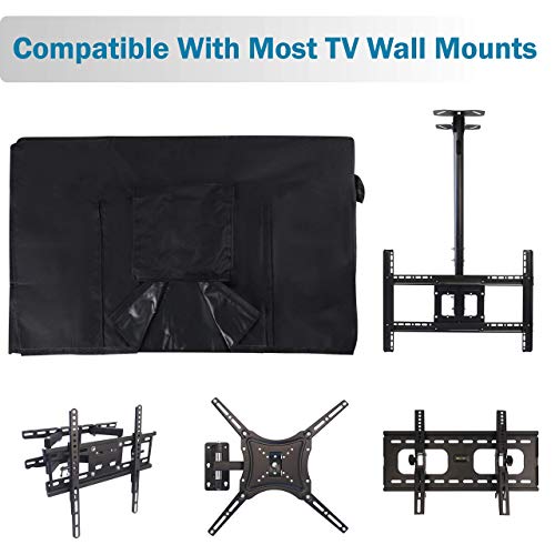 Outdoor TV Cover 50"-52" Universal Waterproof Dust-Proof With FREE Plastic Cover Front Flap Bottom Cover Scratch Resistant Interior Protector for LCD LED Plasma Television Set Remote Controller Pocket