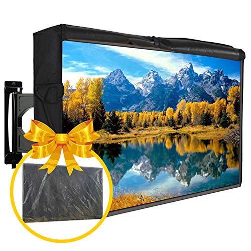 Outdoor TV Cover 50"-52" Universal Waterproof Dust-Proof With FREE Plastic Cover Front Flap Bottom Cover Scratch Resistant Interior Protector for LCD LED Plasma Television Set Remote Controller Pocket