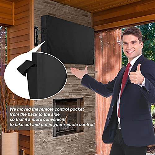 Outdoor TV Cover 50"-52" Universal Waterproof Dust-Proof With FREE Plastic Cover Front Flap Bottom Cover Scratch Resistant Interior Protector for LCD LED Plasma Television Set Remote Controller Pocket