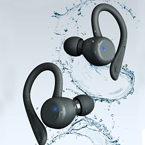 YaYiYa Running Headphones Wireless Earbuds with Earhooks ​Over Ear Sport Headphones Sweatproof Earphones Workout Jogging Gym Black E