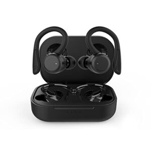 YaYiYa Running Headphones Wireless Earbuds with Earhooks ​Over Ear Sport Headphones Sweatproof Earphones Workout Jogging Gym Black E