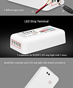 LGIDTECH FUT027 Miboxer RGBW LED Remote+Controller Receiver Box 12-24V,Compatible with 5050 3528 etc. RGBW LED Strip Lights with 5 Wires