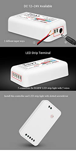 LGIDTECH FUT027 Miboxer RGBW LED Remote+Controller Receiver Box 12-24V,Compatible with 5050 3528 etc. RGBW LED Strip Lights with 5 Wires