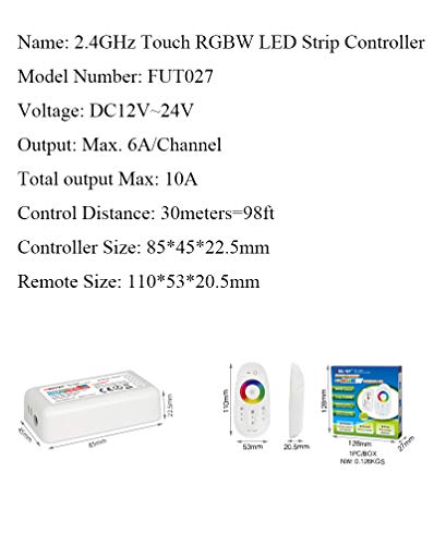 LGIDTECH FUT027 Miboxer RGBW LED Remote+Controller Receiver Box 12-24V,Compatible with 5050 3528 etc. RGBW LED Strip Lights with 5 Wires