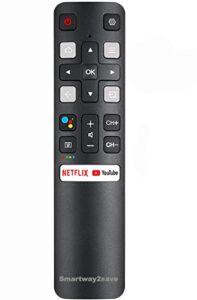 new rc802v voice command smart remote compatible for all android 4k uhd tcl smart televisions.