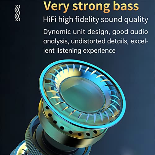 Mental Flash Digital Display Touch-Control Wireless Headphones Bluetooth L15 Earphone Bass Sound in-Ear Noise Canceling Stereo Earbud with Multi-Function Charging Compartment IPX5 Gold