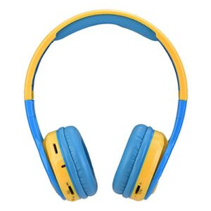 Contixo KB-2600 Kid Safe 85dB Over The Ear Foldable Wireless Bluetooth Headphone with Volume Limiter, Built-in Micro Phone, Micro SD Card Music Player, FM Stereo Radio, Blue/Yellow