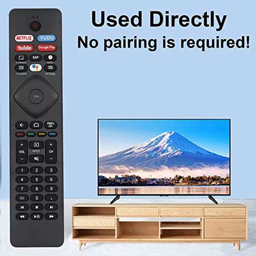 NH800UP RF402A-V14 RF402AV14 Remote Control Compatible with Philips Android 4K Ultra HD Smart LED TV Replacement Controller with Netflix Vudu YouTube with Batteries (No Voice Function)