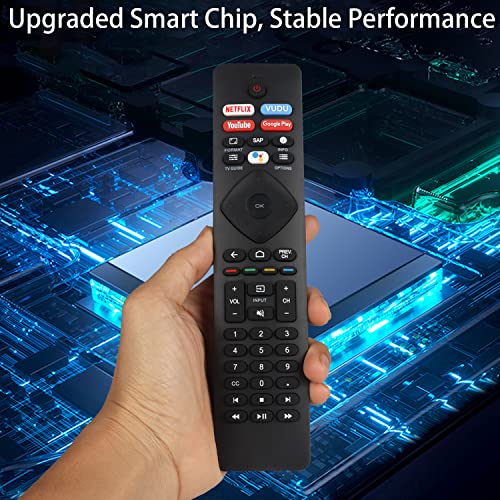 NH800UP RF402A-V14 RF402AV14 Remote Control Compatible with Philips Android 4K Ultra HD Smart LED TV Replacement Controller with Netflix Vudu YouTube with Batteries (No Voice Function)