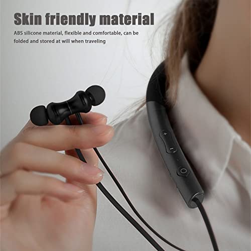 ESSONIO Bluetooth Headphones Wireless Bluetooth Neckband Headphones Neckband Bluetooth Earbuds Headset Noise Cancelling with Microphone Magnetic(in-Ear-Black)