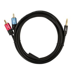 SHD 3.5mm Aux to 2RCA Y Splitter Stereo Audio Cable Male Type OFC Conductor High Flexible PVC Jacket Dual Shielding Gold Plated High End Metal Shell-Black 10Feet/3m