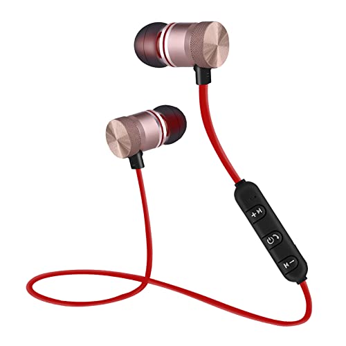 LIYJTK 5.0 Bluetooth Wireless Headphones in Ear Earphones HiFi Stereo Deep Bass Sports Headsets Compatible with iPhone Android(Gold)