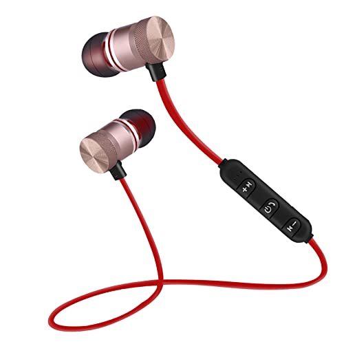 LIYJTK 5.0 Bluetooth Wireless Headphones in Ear Earphones HiFi Stereo Deep Bass Sports Headsets Compatible with iPhone Android(Gold)