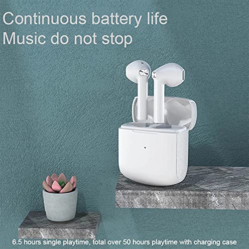 BT 5.1 Earbuds with Charging Case, TWS Touch Control Stereo Sound Earphones, Single/Binaural Noise Reduction Headset, Waterproof Sports Headphones, Built-in Mic,Type-C Fast Charging(White)