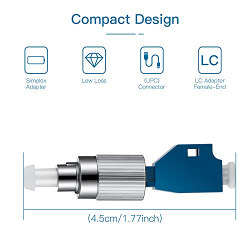 4Pcs Visual Fault Locator Fiber Adapter, Fiber Optic Connector, Single Mode 9/125um FC Male to LC Female Hybrid Optical Fiber Convertor Adapter Compatible with Optical Power Meter Visual Fault Locator