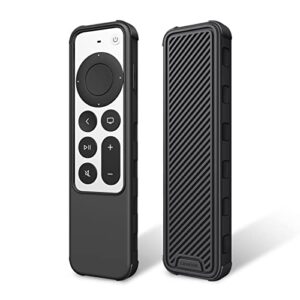 fintie protective case for apple tv siri remote 2021 2022 – lightweight anti slip shockproof silicone cover for apple tv 4k / hd siri remote controller (2nd gen / 3rd gen), black