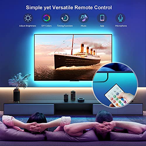 Nexillumi LED Strip Lights 6.56ft TV LED Backlight for 24 Inch-60 Inch TV RGB LED Strip USB Powered, APP Control Sync to Music, Bias Lighting, 5050 RGB for Mirror, PC, Android iOS