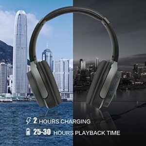 GoldenPlayer On Ear Bluetooth Headphones, 25 Hours Playtime Wireless Headphones with Microphone, HiFi Stereo Headphones with Swivel Earmuffs, Comfortable Headphones for Adults/Teens/Laptops (Black)