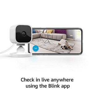 Certified Refurbished Blink Mini – Compact indoor plug-in smart security camera, 1080 HD video, night vision, motion detection, two-way audio, Works with Alexa – 2 cameras