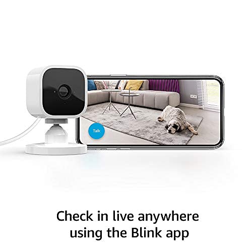 Certified Refurbished Blink Mini – Compact indoor plug-in smart security camera, 1080 HD video, night vision, motion detection, two-way audio, Works with Alexa – 2 cameras