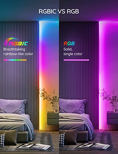 MINGER RGBIC LED Strip Lights 16.4ft, Bluetooth Color Changing LED Lights, Segmented APP Control Multicolor Music Sync DIY Mode for Christmas Party, Bedroom, Kitchen, Bar