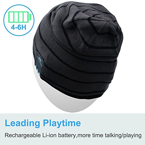 Qshell Winter Comfy Bluetooth Beanie Washable Hat w/Basic Knit Music Cap with Speakers & Mic Hands Free Wireless Bluetooth Headsets for Running Skiing Skating Hiking, Gray