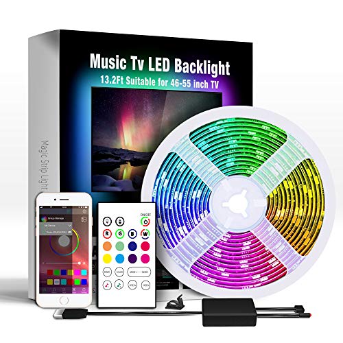 Miume Music tv Led Backlight with 16.4ft LED Strip Lights for 61-80 inch TV,RGB USB Powered TV Led Backlight with APP and Remote Control,TV Led Backlight Kit for Flat Screen TV PC