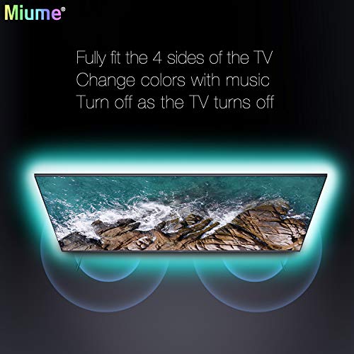 Miume Music tv Led Backlight with 16.4ft LED Strip Lights for 61-80 inch TV,RGB USB Powered TV Led Backlight with APP and Remote Control,TV Led Backlight Kit for Flat Screen TV PC