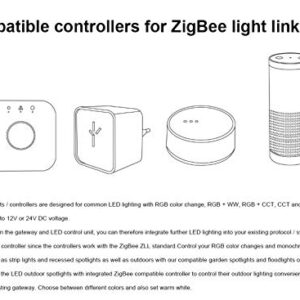 LED Strips Controller RGB CCT/ RGBW Zigbee Controller ww/cw and Dimmer Controller Smart Strip Light Controller Work with Amazon Echo Plus for DC12-24V LED Strip Lights (Dimmer Controller)