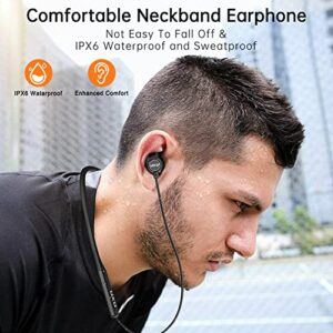 UXD Bluetooth Headphones, IPX6 Sweatproof in Ear Headphones with Magnetic Earbuds and Microphone, 24 Hours Playtime Wireless Headphones for Gym Running Outdoor Sports Workout