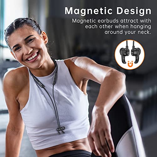 UXD Bluetooth Headphones, IPX6 Sweatproof in Ear Headphones with Magnetic Earbuds and Microphone, 24 Hours Playtime Wireless Headphones for Gym Running Outdoor Sports Workout