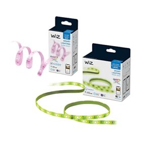 wiz connected 9ft smart wifi color lightstrip base kit plus extension, 16 million colors, compatible with alexa and google home assistant, no hub required