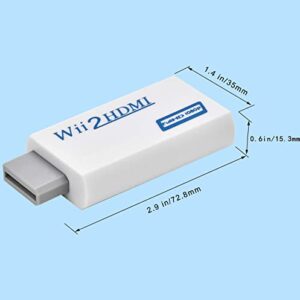 RuiPuo Wii to HDMI Converter Output Video Audio Adapter, with 3.5mm Audio Video Output Supports All Wii Display Modes, Best Compatibility and Stability for Nintendo (Wii to HDMI Adapter)