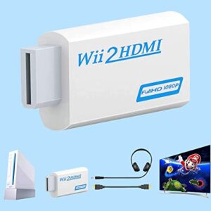 RuiPuo Wii to HDMI Converter Output Video Audio Adapter, with 3.5mm Audio Video Output Supports All Wii Display Modes, Best Compatibility and Stability for Nintendo (Wii to HDMI Adapter)