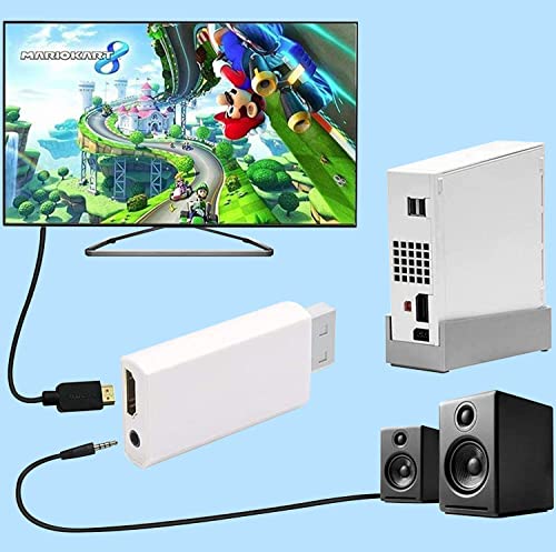 RuiPuo Wii to HDMI Converter Output Video Audio Adapter, with 3.5mm Audio Video Output Supports All Wii Display Modes, Best Compatibility and Stability for Nintendo (Wii to HDMI Adapter)