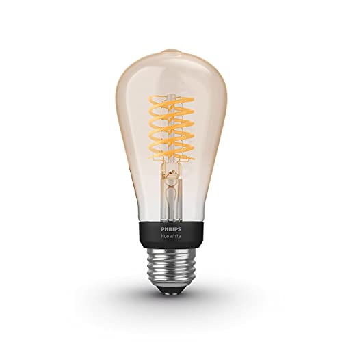 Philips Hue White Dimmable Filament ST19 LED Smart Vintage Edison Bulb, Bluetooth & Hub Compatible (Hue Hub Optional), Voice Activated with Alexa