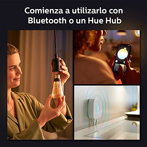 Philips Hue White Dimmable Filament ST19 LED Smart Vintage Edison Bulb, Bluetooth & Hub Compatible (Hue Hub Optional), Voice Activated with Alexa