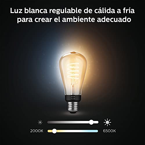 Philips Hue White Dimmable Filament ST19 LED Smart Vintage Edison Bulb, Bluetooth & Hub Compatible (Hue Hub Optional), Voice Activated with Alexa