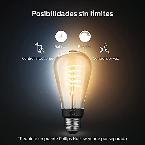 Philips Hue White Dimmable Filament ST19 LED Smart Vintage Edison Bulb, Bluetooth & Hub Compatible (Hue Hub Optional), Voice Activated with Alexa