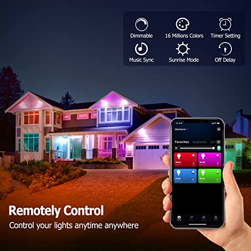 MagicLight Smart Light Bulbs, WiFi & Bluetooth 5.0, A19/E26 LED Color Changing Light Bulb, 60W Equivalent, Dimmable, RGBCW, App Control, Smart Home Lighting Works with Alexa Google Assistant, 4Pack