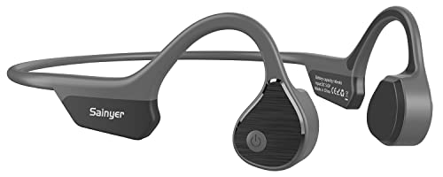 Bone Conduction Headphones Bluetooth 5.0,Wireless Open Ear Headphones with Built-in Mic,Sweatproof Sports Headset for Running and Workouts (Black-Gray)