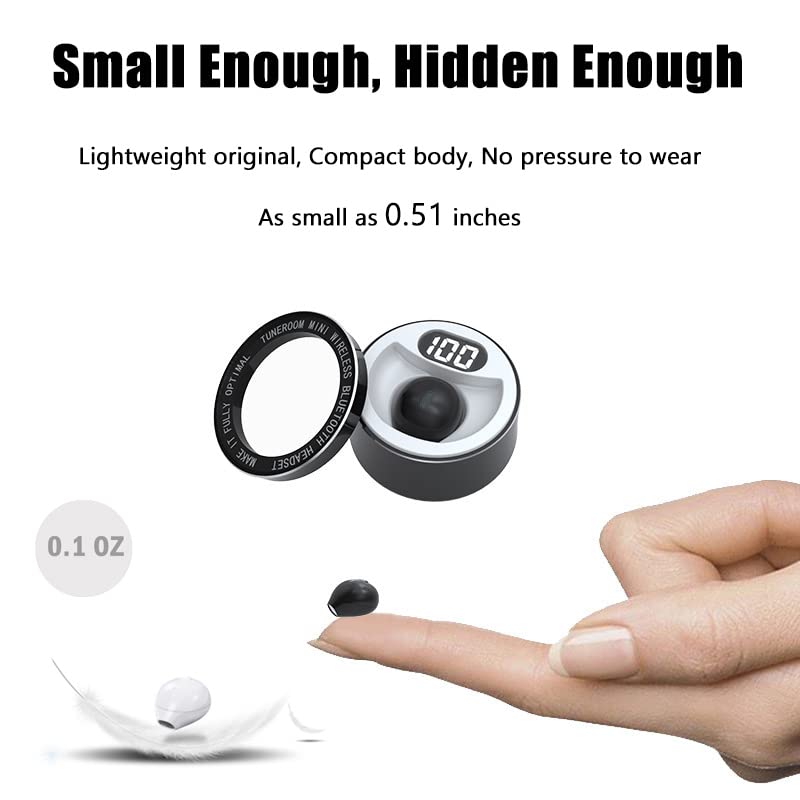 Single Earbud Invisible Bluetooth Earbuds Smallest Tiny Mini Earbuds Wireless Hidden Headphones for Work Small Sleep Ear Buds Discreet Bluetooth Earpiece with Charging Case