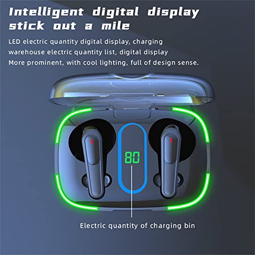 ESYEM Mini Portable Headphones Digital Display Touch-Control Earbuds Noise Reduction Bluetooth 5.3 Sport Earbuds Earphones with LED Breathing Lamp