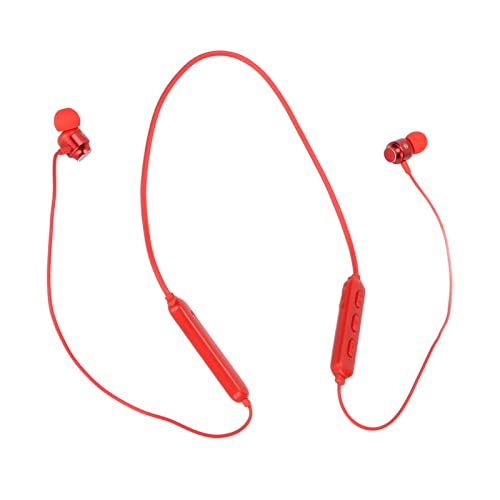 Dilwe Neckband Headphones, Bluetooth Headset Neck Mounted Wireless Headset Neckband Sports Headset Noise Reduction Earplugs with Microphone(red)