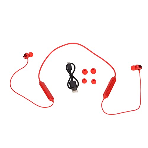 Dilwe Neckband Headphones, Bluetooth Headset Neck Mounted Wireless Headset Neckband Sports Headset Noise Reduction Earplugs with Microphone(red)